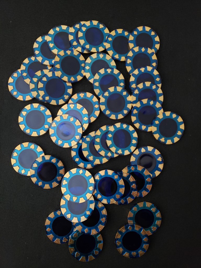 Sold - 100 RELIABLE 39mm No Brass Center Gold Plated Sample Chips ...