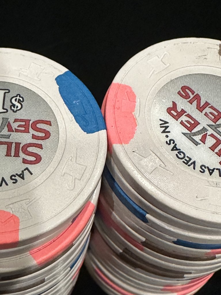 For Sale - SILVER SEVENS!! THC $1s x 102chips. | Poker Chip Forum