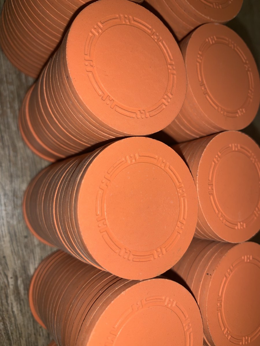 For Sale - 195 H-Mold Day-GLO Peach blanks fracs | Poker Chip Forum