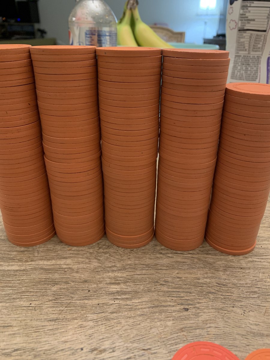 For Sale - 195 H-Mold Day-GLO Peach blanks fracs | Poker Chip Forum
