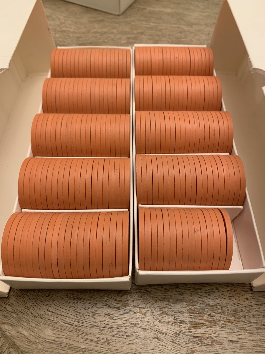 For Sale - 195 H-Mold Day-GLO Peach blanks fracs | Poker Chip Forum