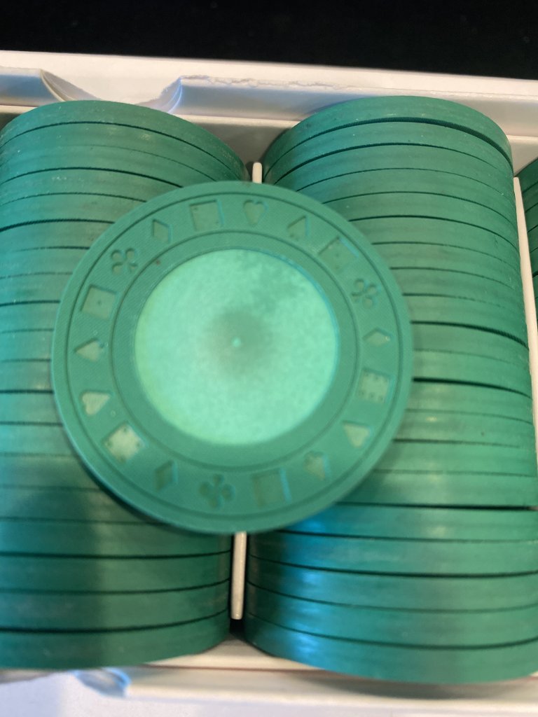 Sold - Ewing's mold solid green. Milled 7/8 for inlay. 300 chips ...