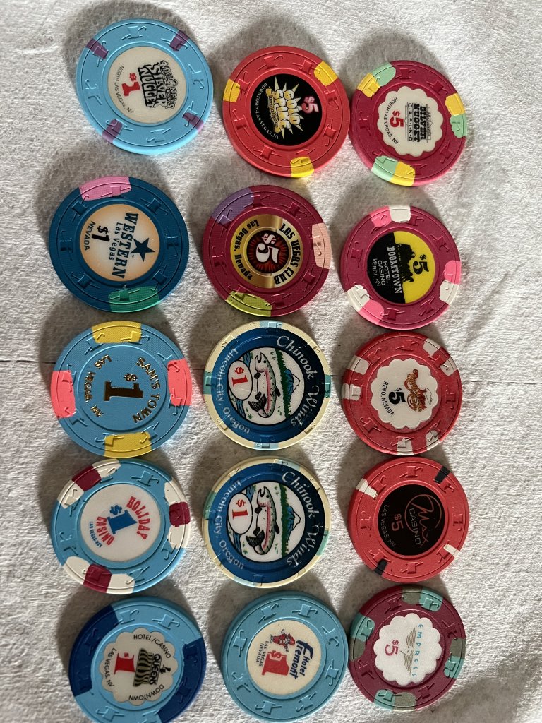 For Sale - 15 singles.1s and 5s | Poker Chip Forum