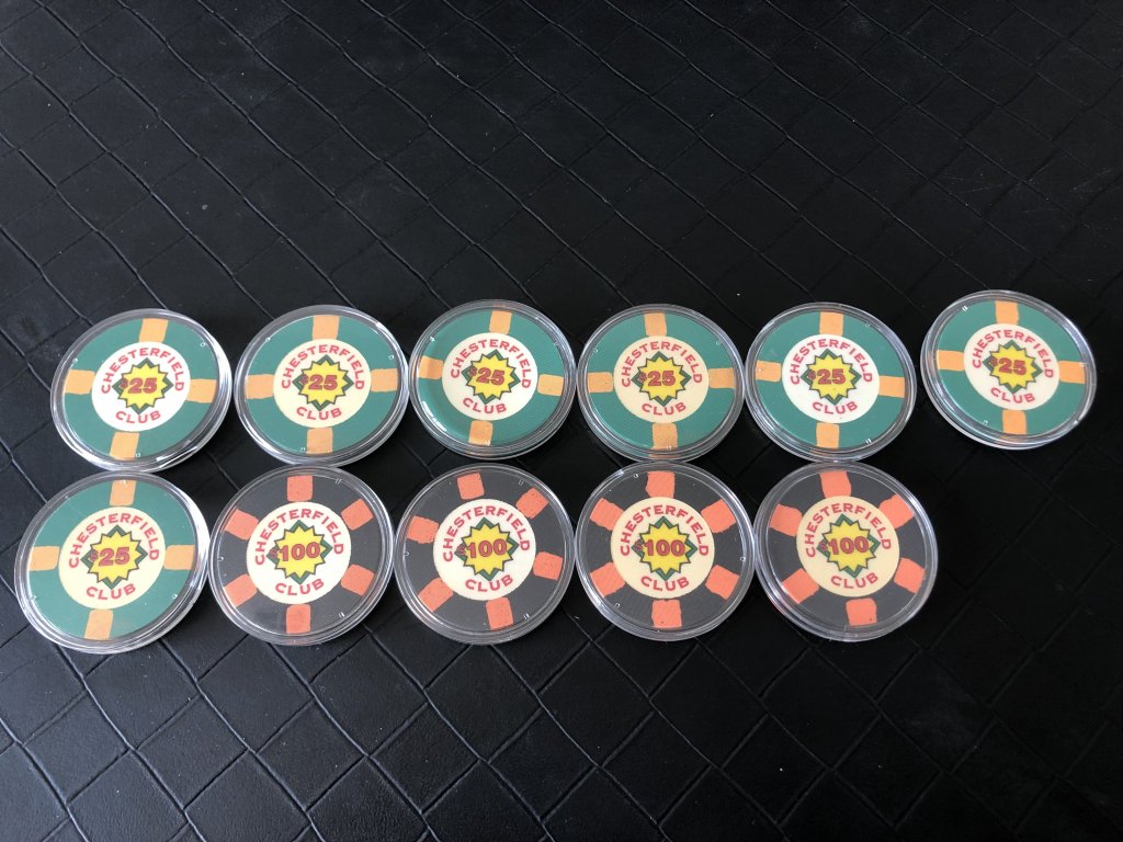 For Sale - Chesterfield Club $25 & $100 Chips - From Rounders Movie ...