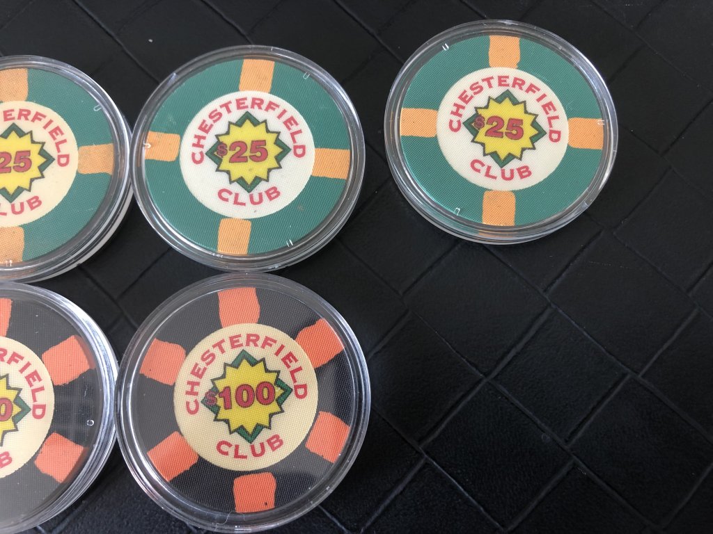 For Sale - Chesterfield Club $25 & $100 Chips - From Rounders Movie ...