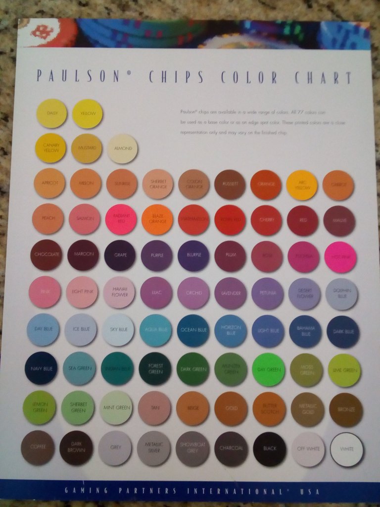 Sold - 77 Paulson Color Sample Set | Poker Chip Forum
