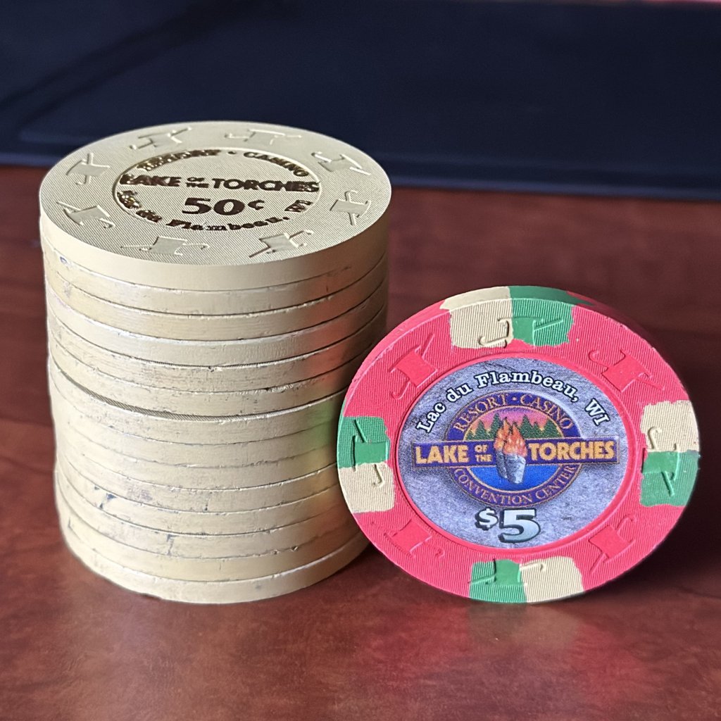 SOLD - Oversized 43mm & Baccarat Chips - MGM, Caesars, Lake of Torches ...