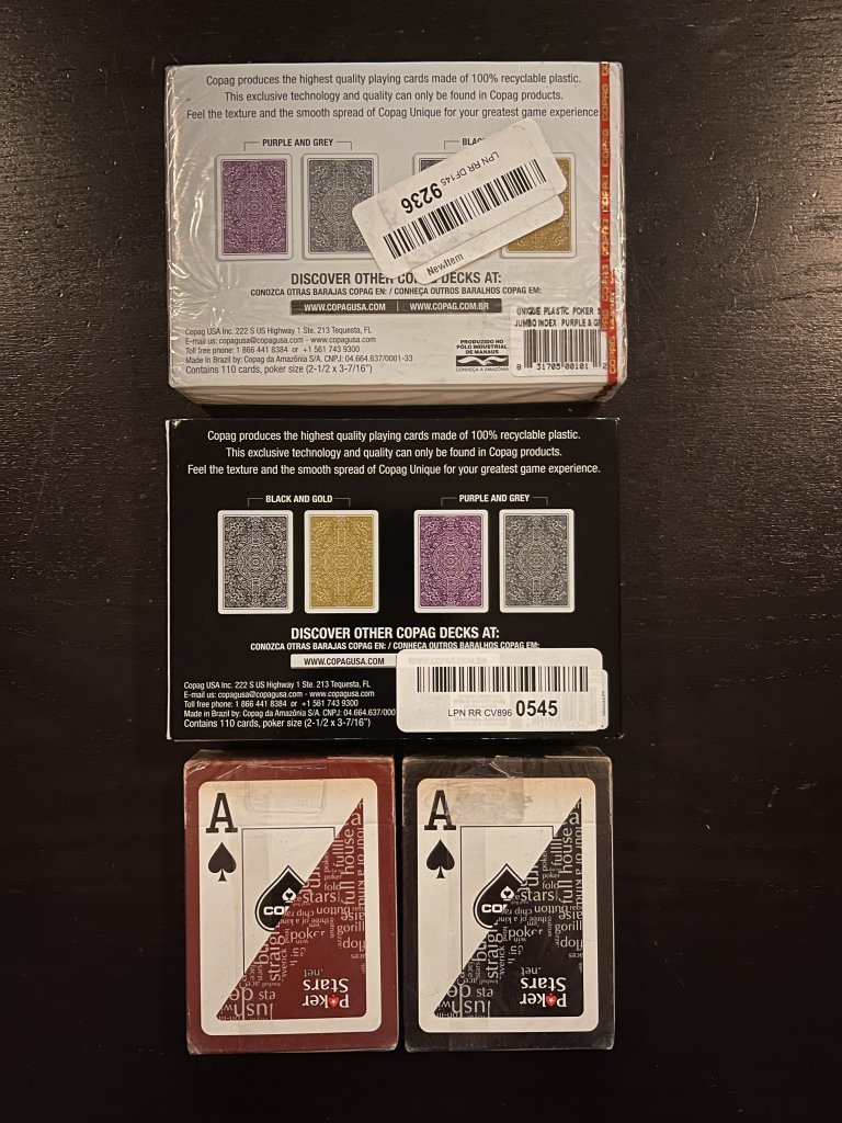 SOLD - Brand New, Sealed Copag Poker Size & Jumbo Index Cards - 3 ...
