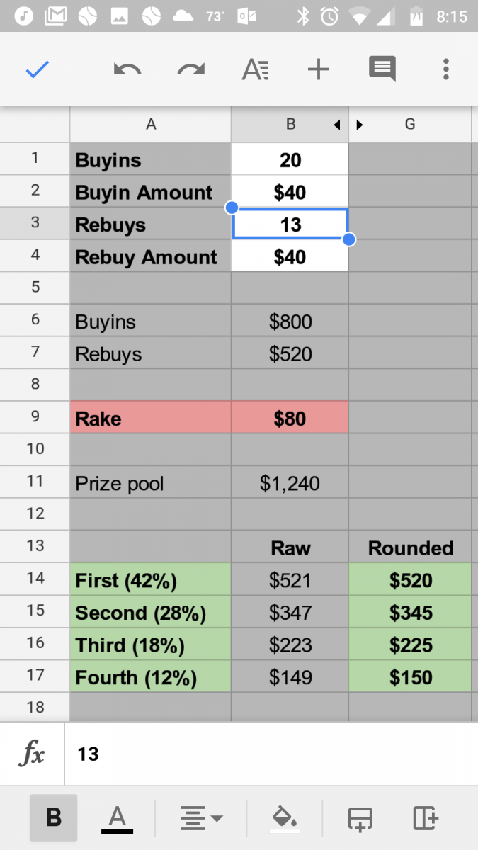 Poker Tournament Formula Spreadsheet